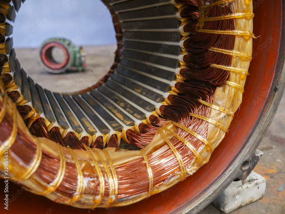 Electric motor stator with winding coil 스톡 사진 | Adobe Stock