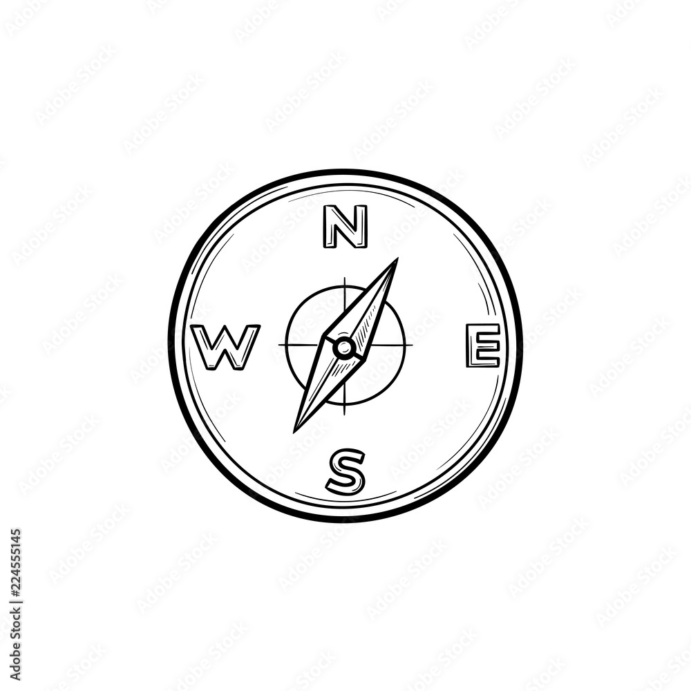 Compass hand drawn outline doodle icon Stock Vector | Adobe Stock