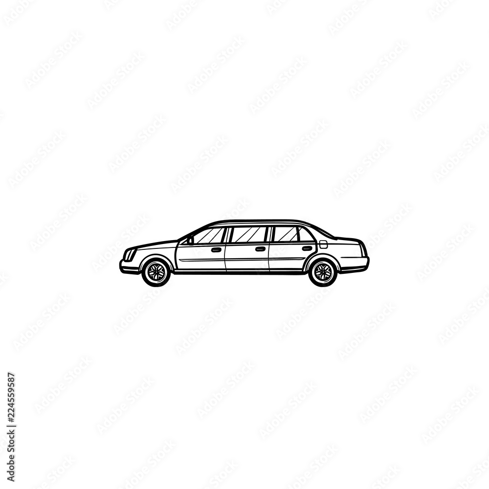 Limousine hand drawn outline doodle icon. Luxury car and city, car ...