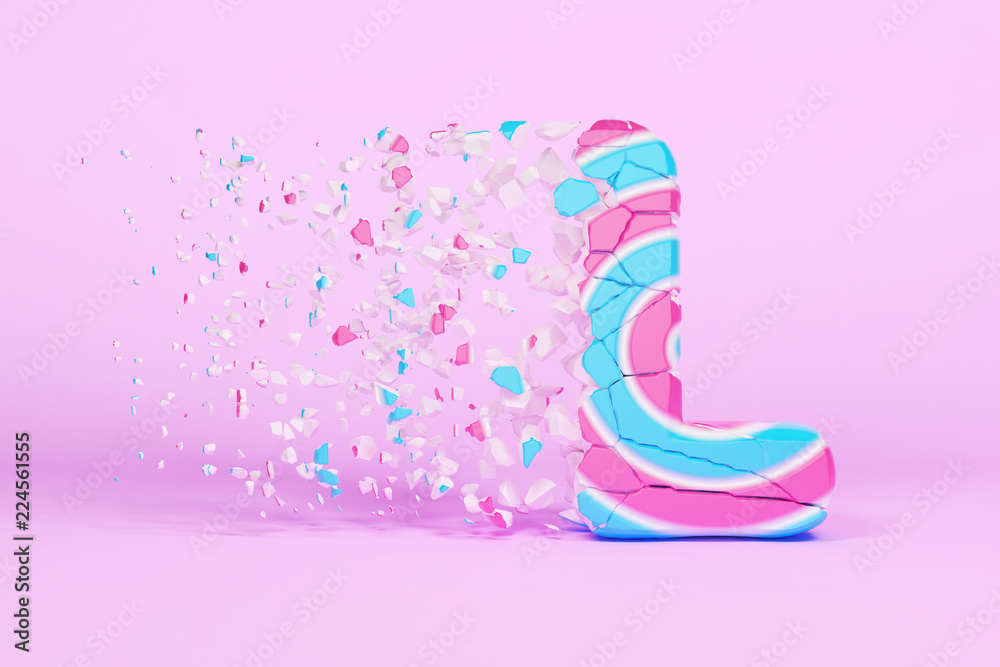 Broken shattered alphabet letter L uppercase. Crushed christmas font ...