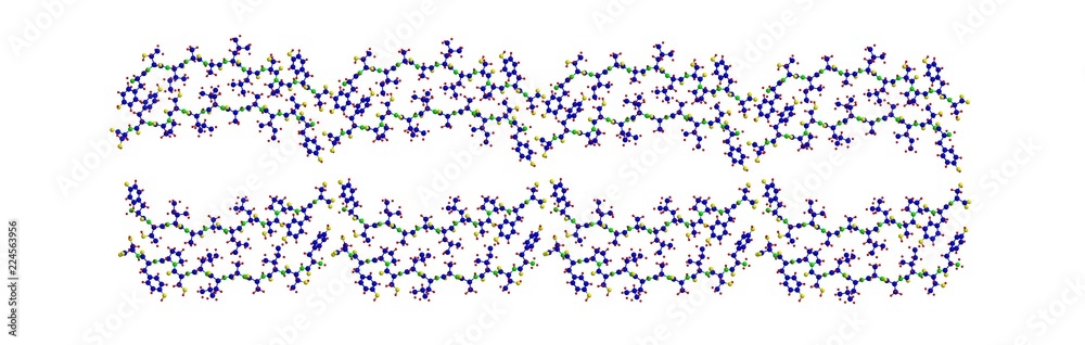Molecular structure of Beta amyloid fibrils, 3D rendering Stock ...