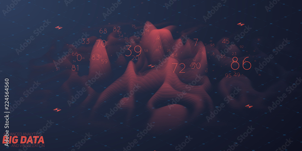 Vector abstract 3D spectrum big data visualization. Futuristic ...