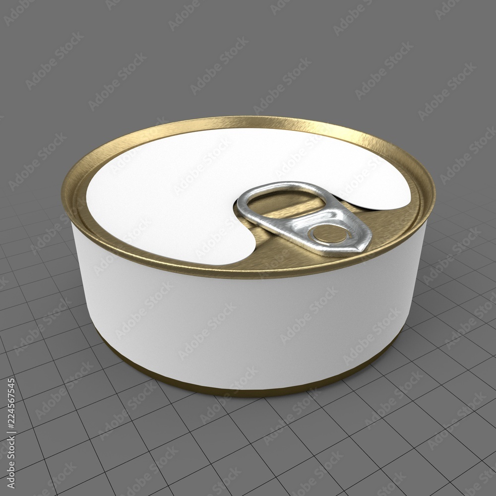 Short food can with label 1 Stock 3D asset | Adobe Stock