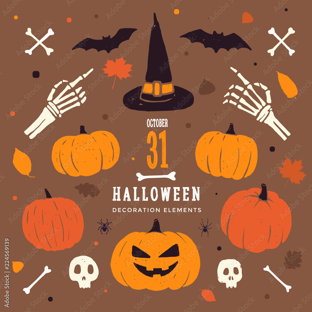 Happy Halloween design elements for decorating flyers, posters ...