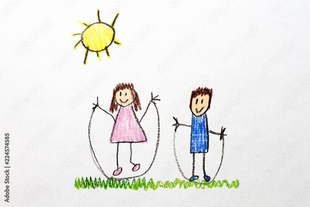 Kids Drawing Exercise Stock Illustration | Adobe Stock