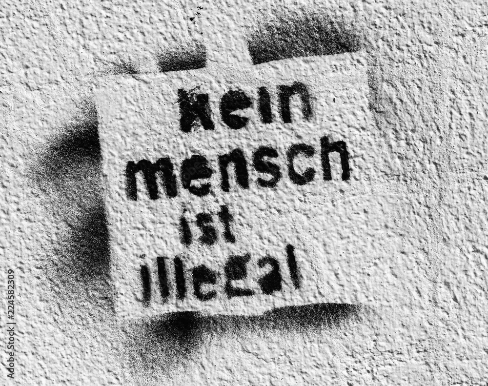 Kein Mensch ist illegal Graffito Stencil Stock Photo | Adobe Stock