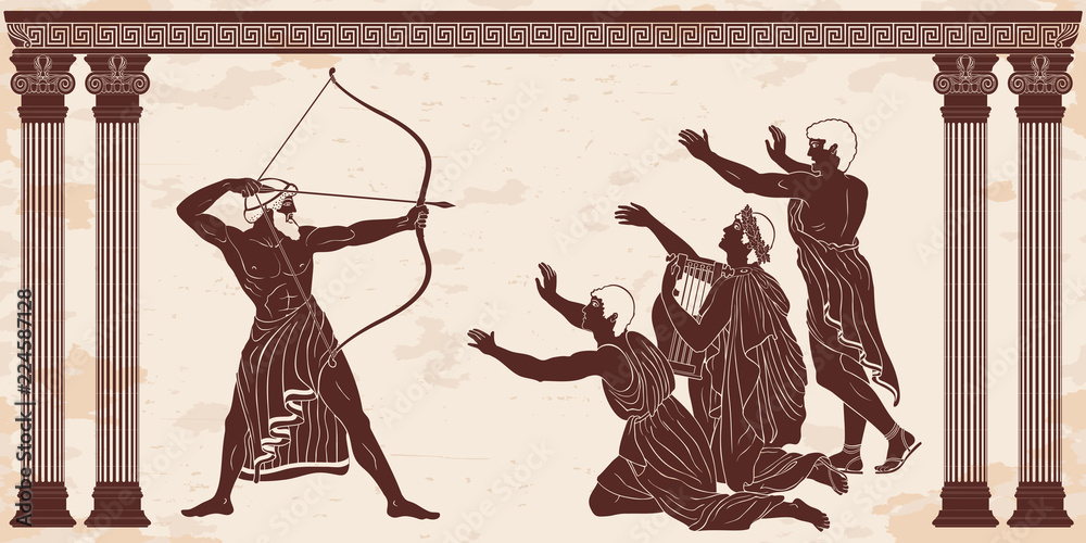 Vektorová grafika „Mythological story of Homer. Odyssey kills the ...