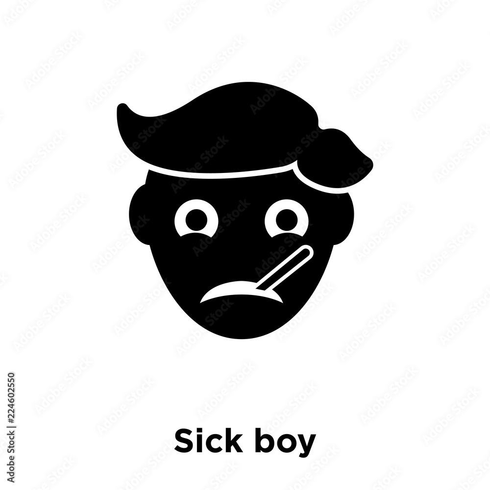 sick boy icon vector isolated on white background, logo concept of sick ...