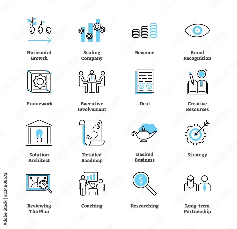 Account planning icon collection set. Vector illustration with symbols ...