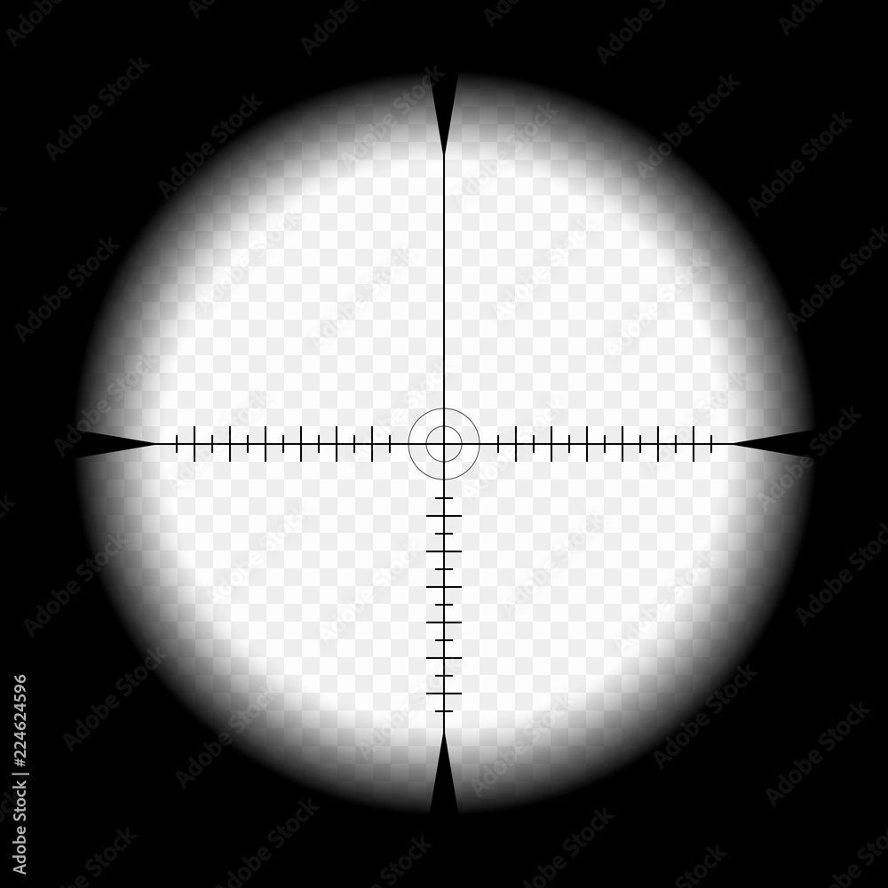 Sniper scope template, with measurement marks on isolated background ...