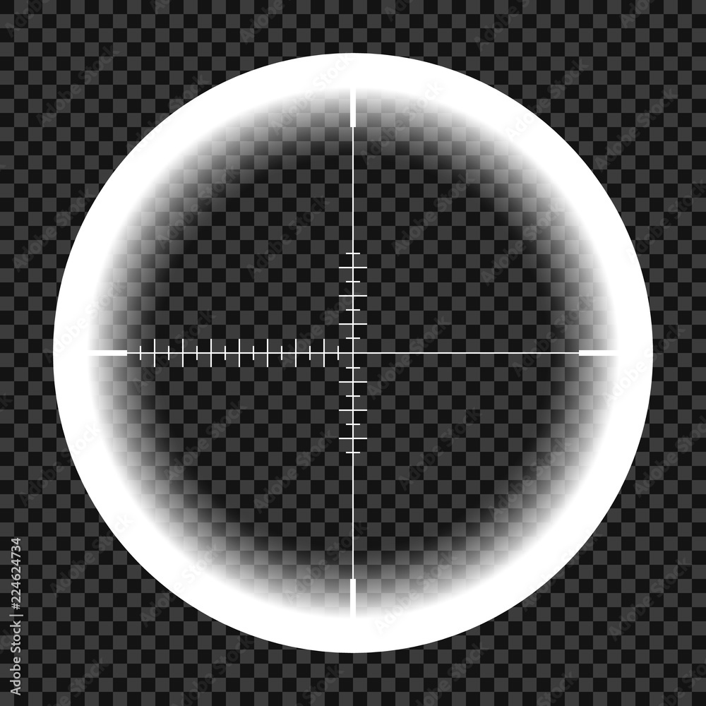Telescope pattern, night view with measurement marks on isolated ...