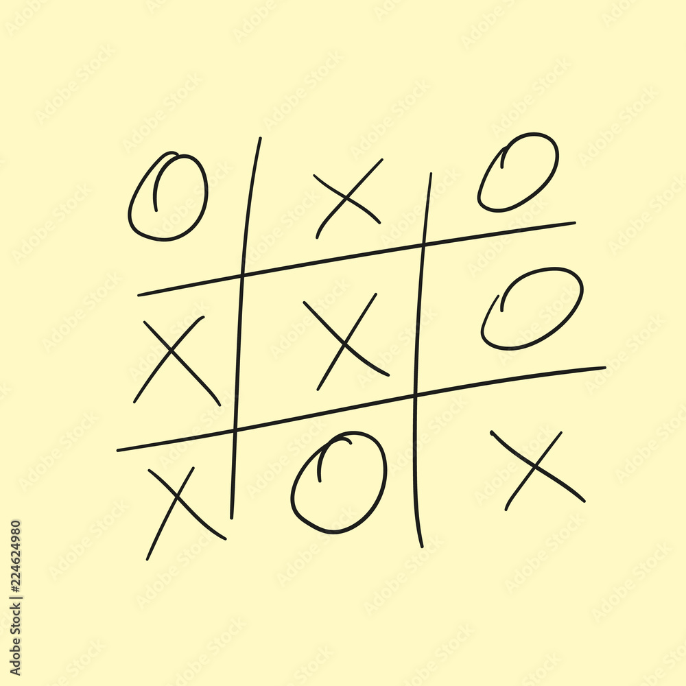 Hand-drawing, playing TIC TAC toe on paper. Vector illustration ...