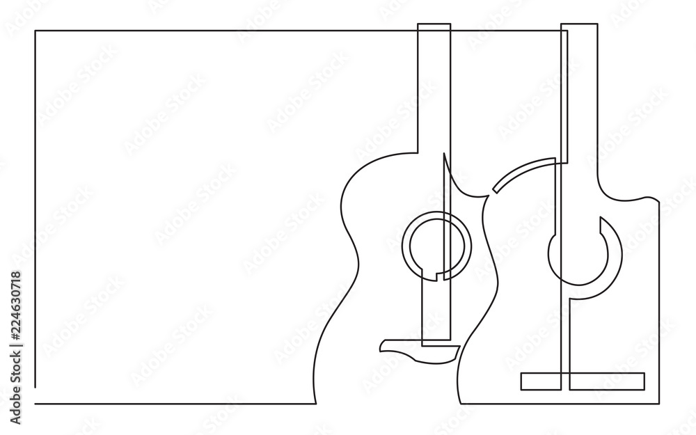 continuous line drawing of two classical acoustic guitars Stock Vector ...