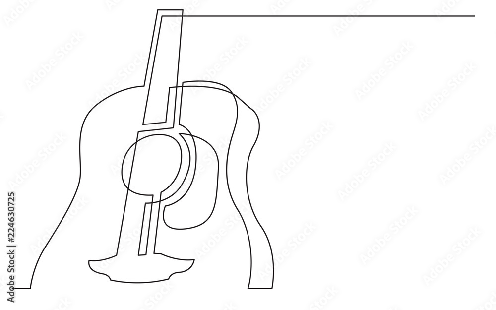 continuous line drawing of big acoustic guitar Stock Vector | Adobe Stock