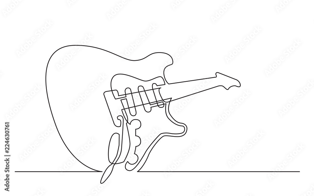 continuous line drawing of electric guitar with three single coil ...