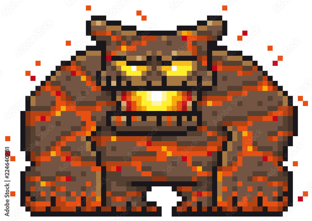 Vector illustration of Cartoon Monster Lava - Pixel design Stock Vector ...
