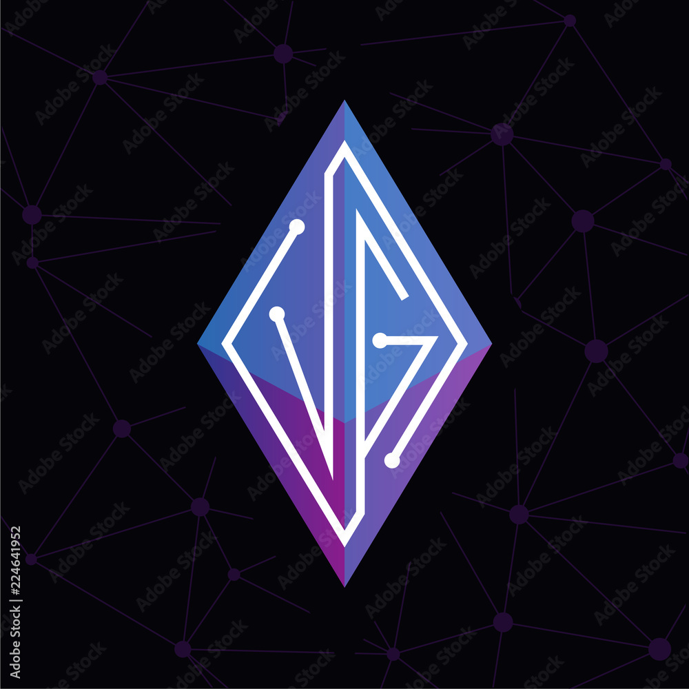 VG Initial letter block chain logo icon vector template. Looping mono ...