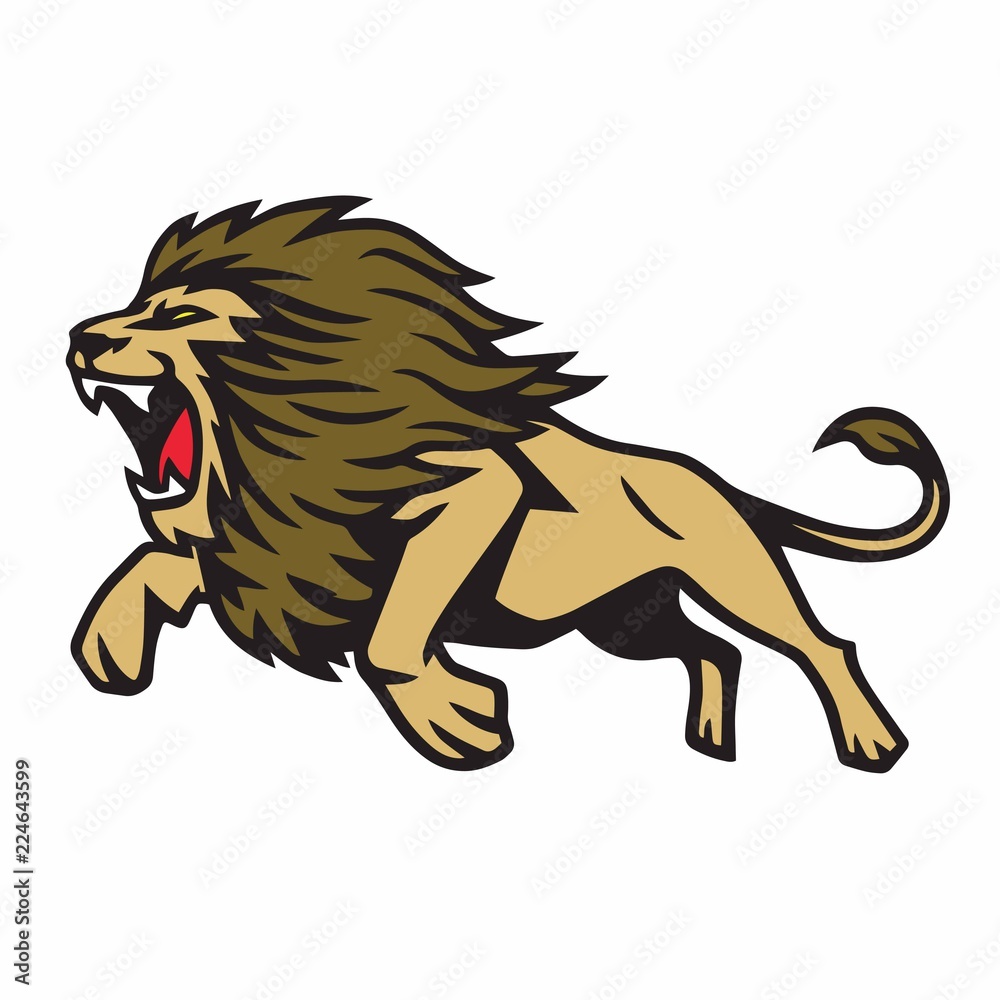 Lion Jump Cartoon Vector Logo Mascot Design Illustration Stock Vector ...