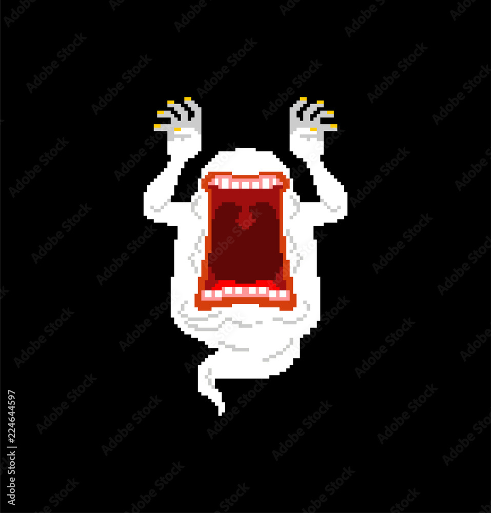Ghost pixel art for Halloween. 8 bit phantom. Vector illustration Stock ...