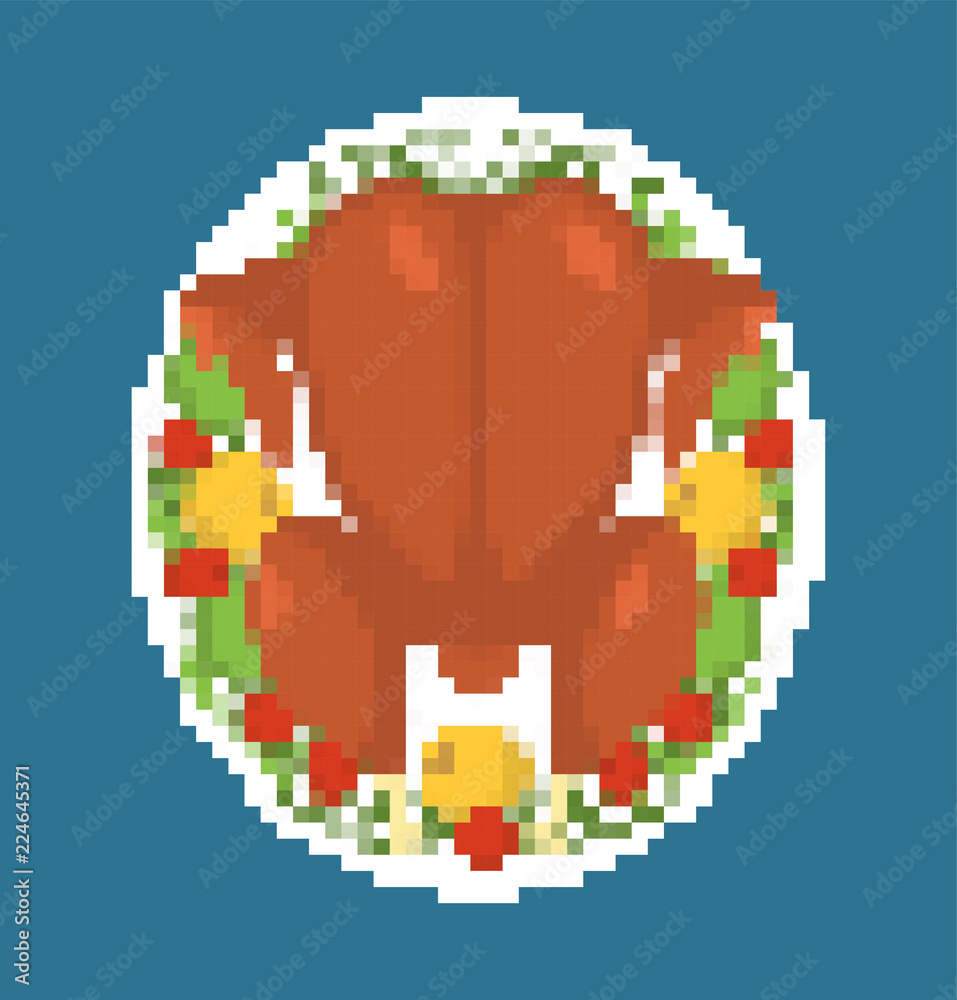 Turkey pixel art. Thanksgiving Day 8 bit. Vector illustration Stock ...
