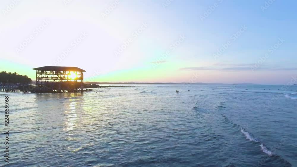 Viewpoint in the ocean at Cloud Nine surf point, Siargao island ...