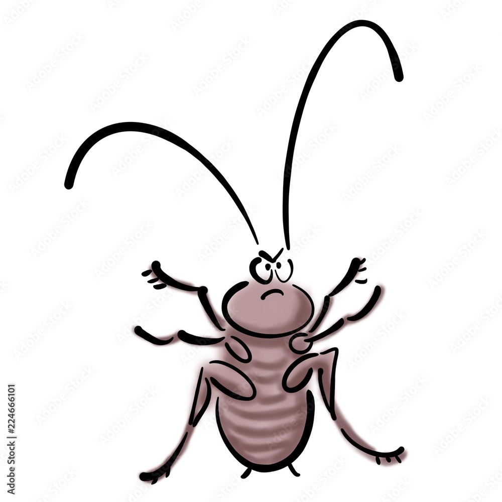 Angry cockroach with large antennas Stock Illustration | Adobe Stock