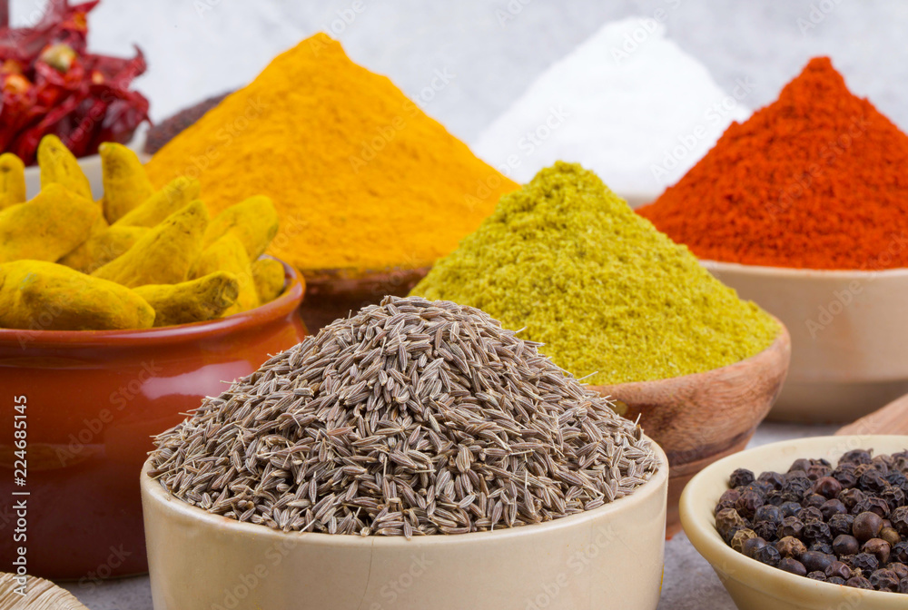 Indian Spices Collection Also Called Red Chili, Turmeric Powder ...