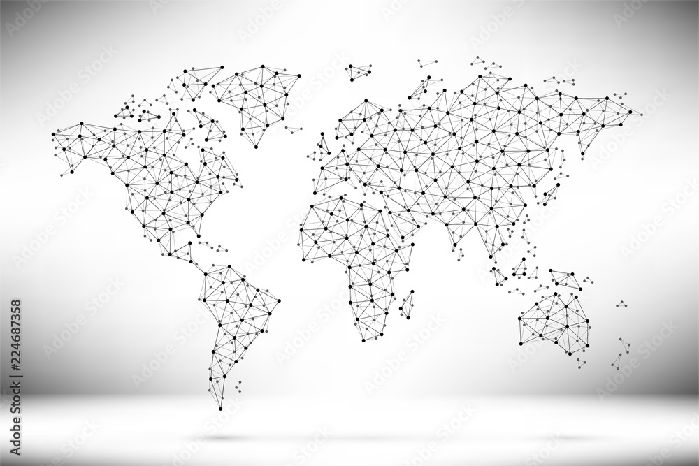 Abstract world map. Network connection. Vector illustration. Stock ...