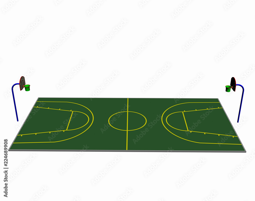 Grünes Basketball Spielfeld mit Wurfkorb Stock Illustration | Adobe Stock