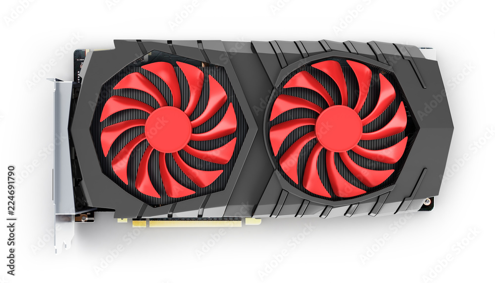 Video Graphic card GPU top view isolated on white background 3d render ...