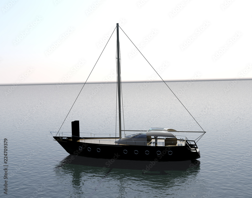 Segelboot auf dem Wasser Stock Illustration | Adobe Stock