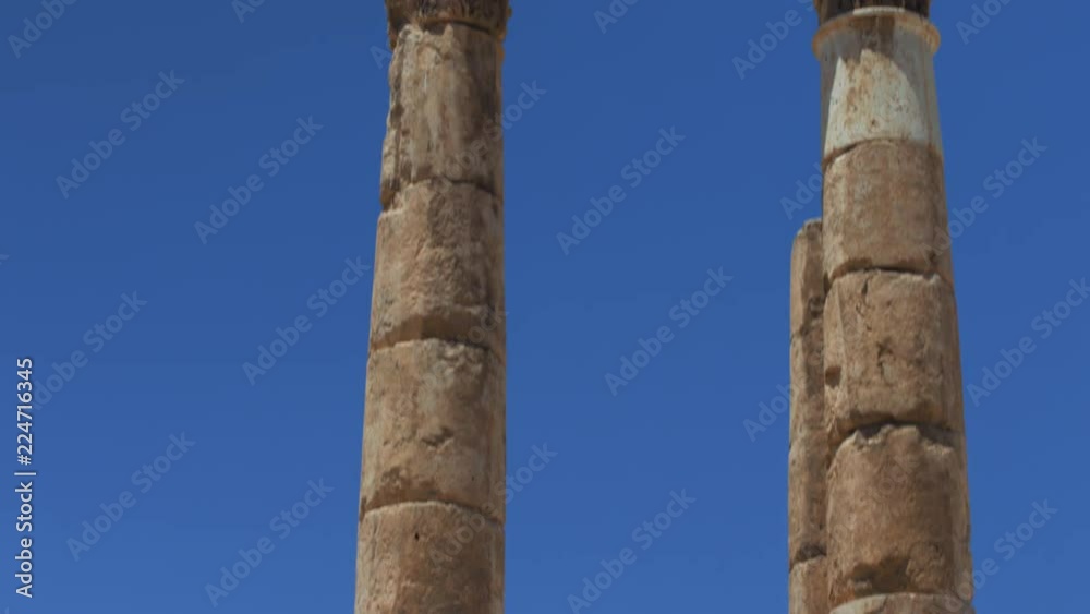 Ancient Fallen Roman Column tilt up to Temple of Hercules ruins at ...