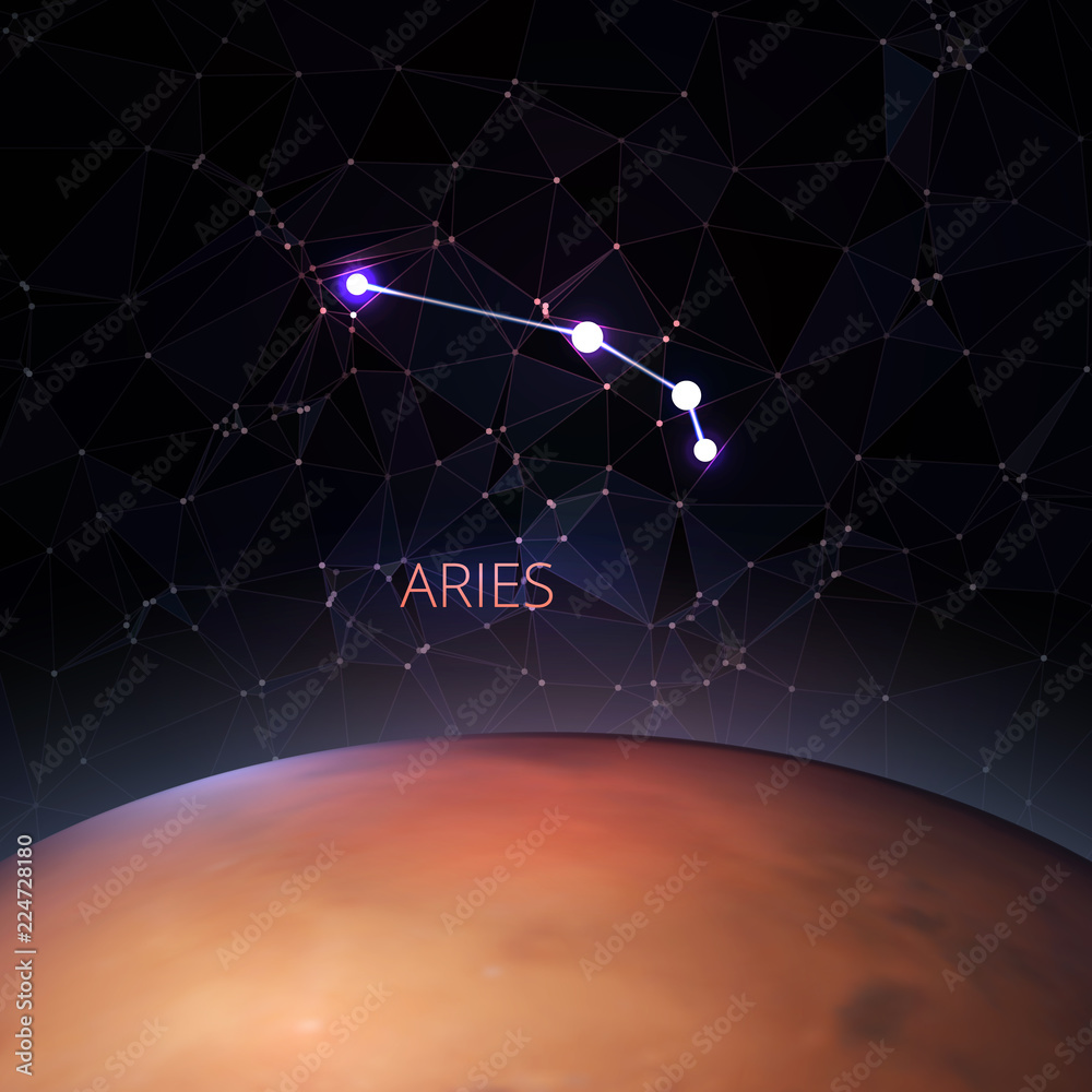 Planet with a kind of constellation of the sign of the zodiac Aries ...