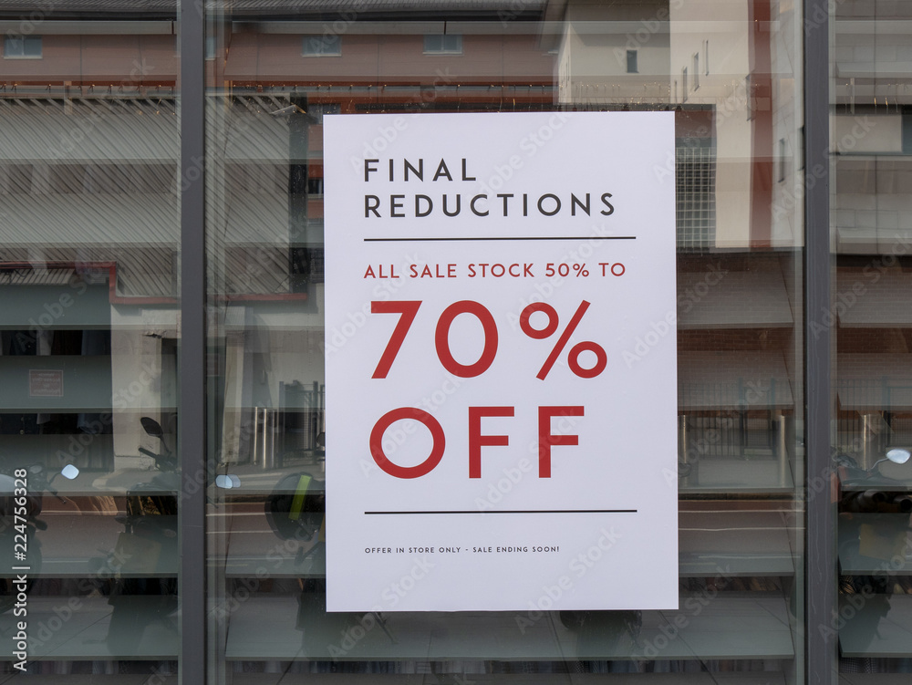 Final Reductions sign in window Stock Photo | Adobe Stock