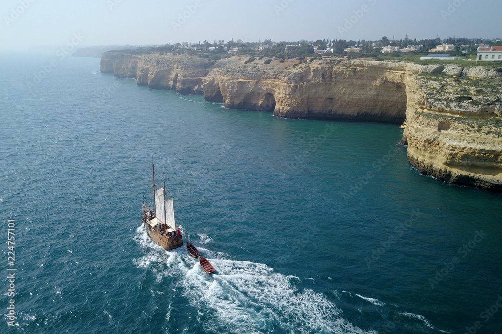 beautiful turquoise ocean water with boat on it top view aerial photo ...