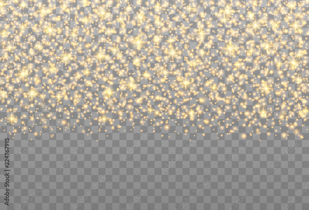 Gold sparkles on the transparent background. Vector light effect. Stock ...