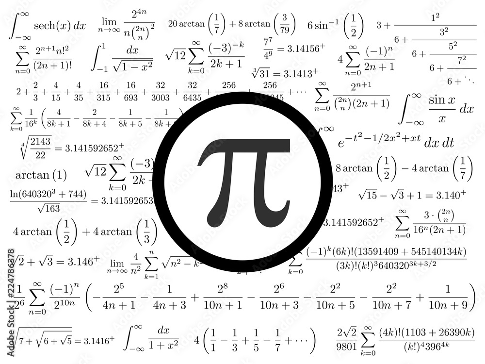 The Pi symbol mathematical constant irrational number and many formulas ...