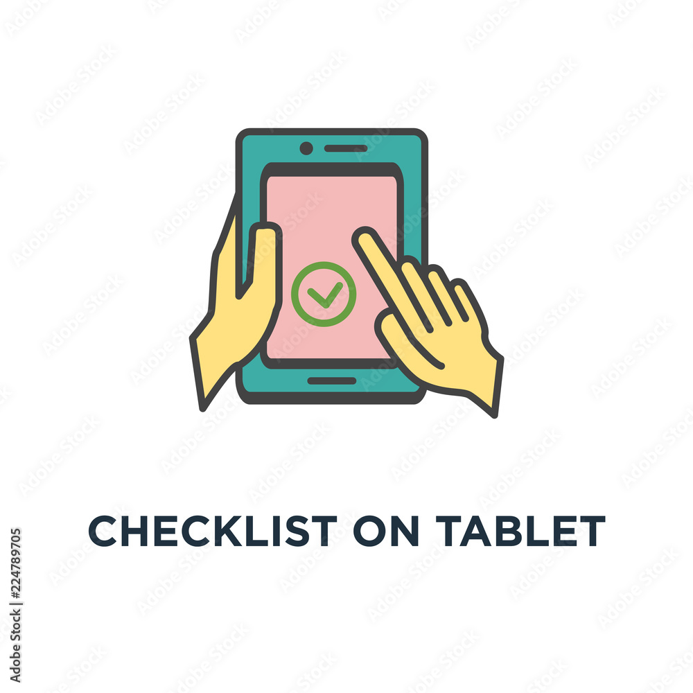 checklist on tablet display icon. checkboxes with check mark, list of ...