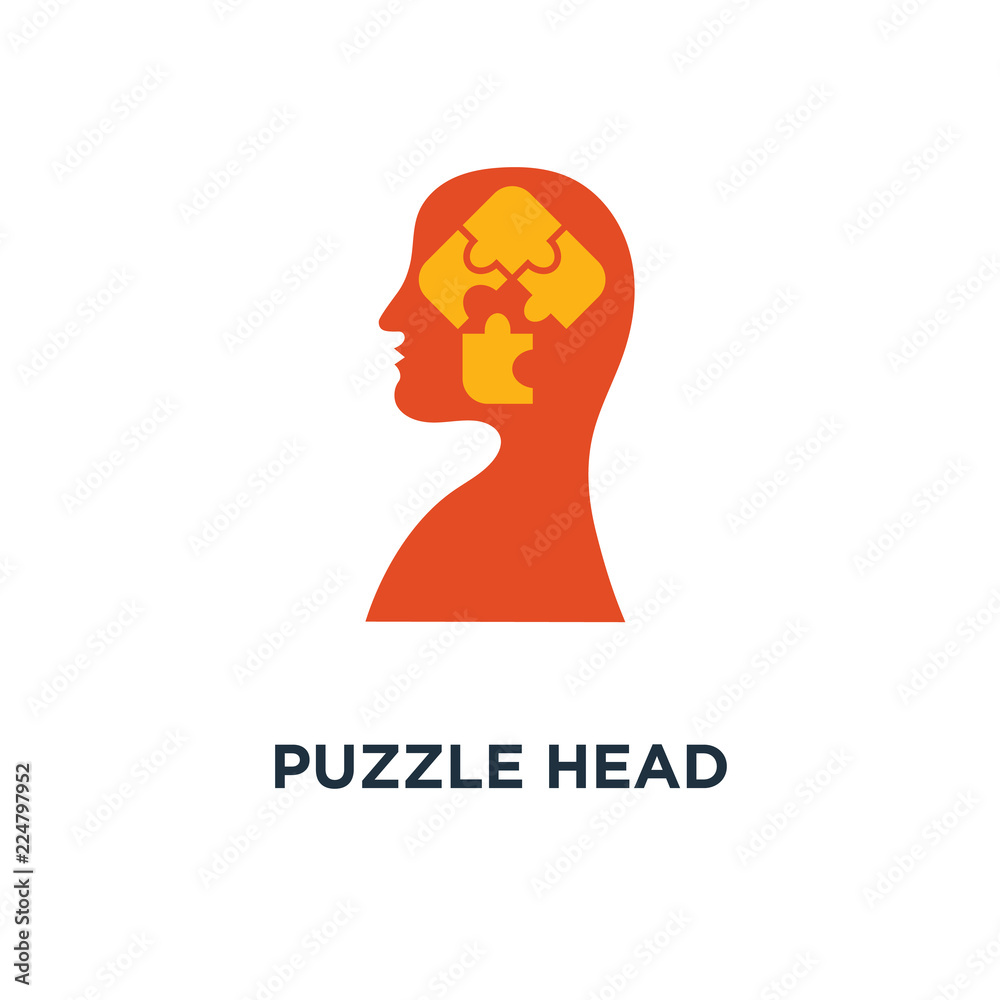 puzzle head icon. neurology, human resources and recruitment, smart and ...