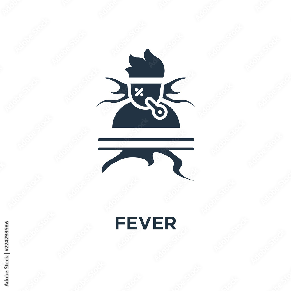 fever icon. high temperature thermometer, feeling ill, hot head ...