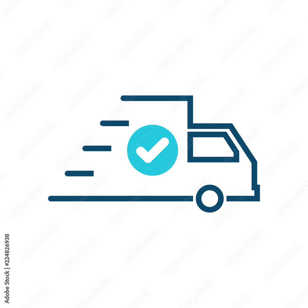 Fast shipping icon, delivery truck icon with check sign. Fast shipping ...