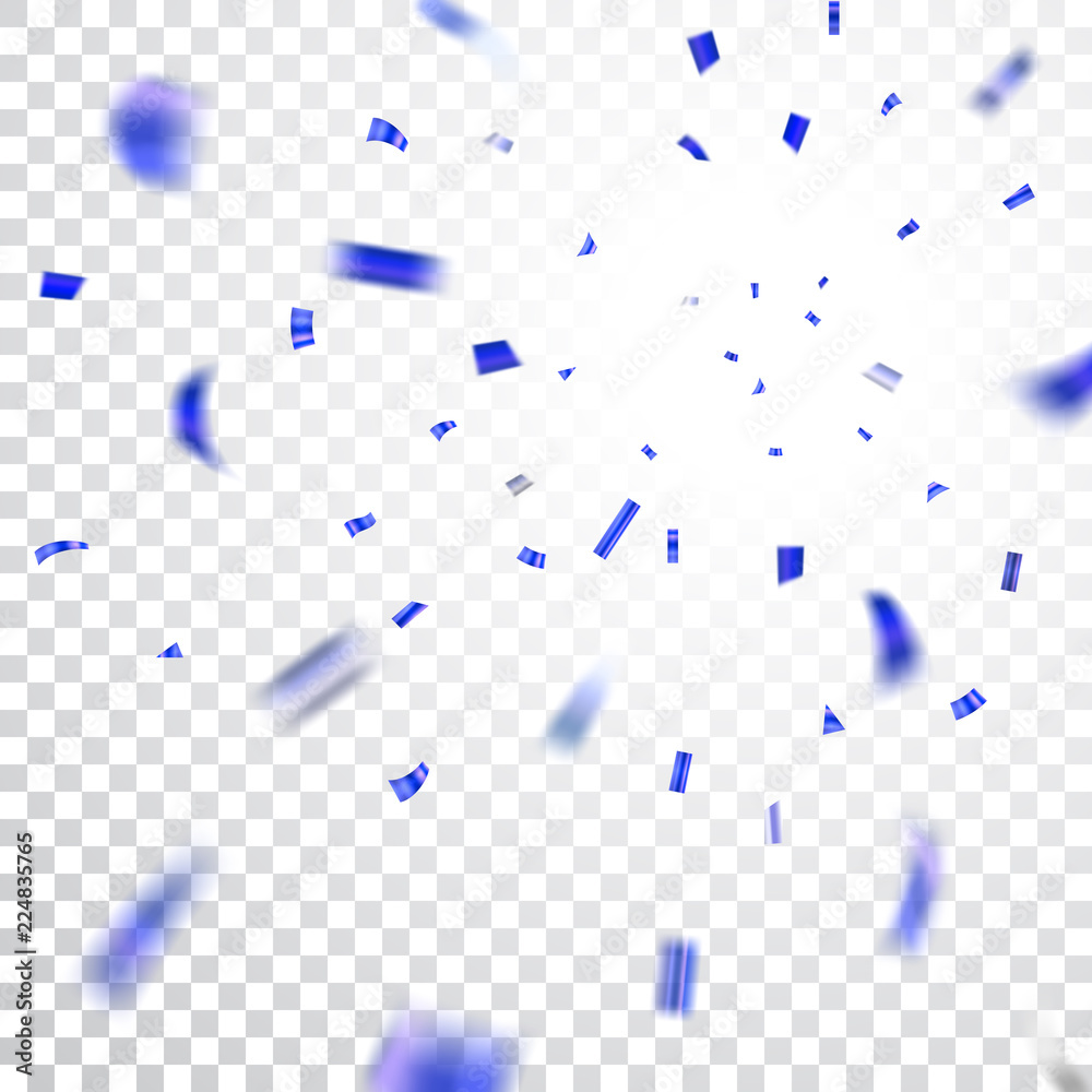 Blue confetti explosion celebration isolated on white transparent ...