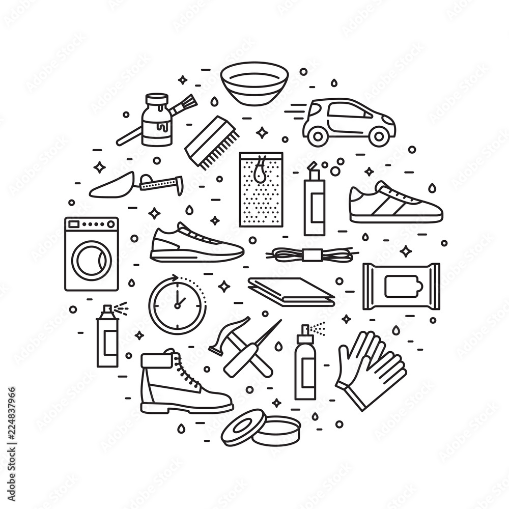 Vector Sneaker Cleaning Icon Logo Set Stock Vector | Adobe Stock