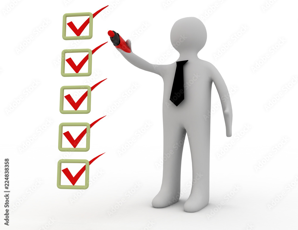 3d man and checklist Stock Illustration | Adobe Stock