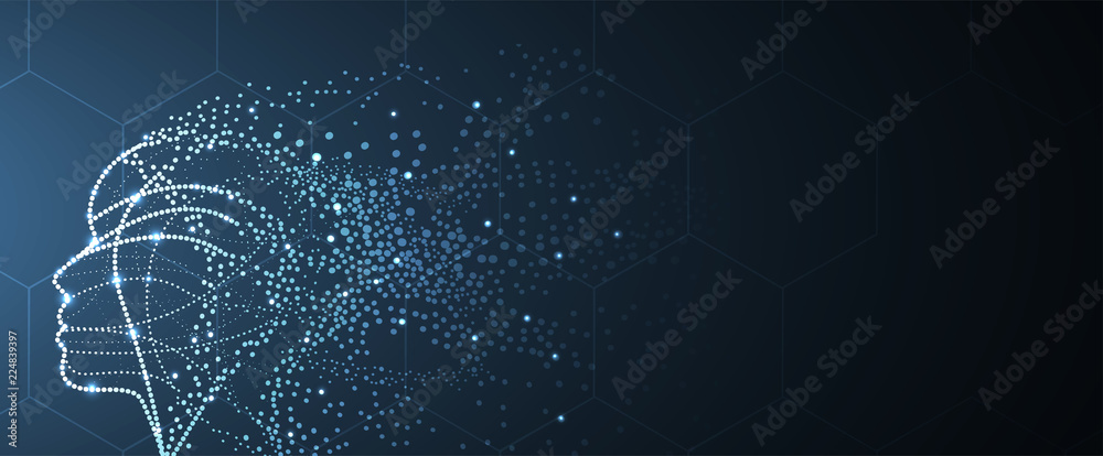 Artificial intelligence. Technology web background. Virtual concept ...