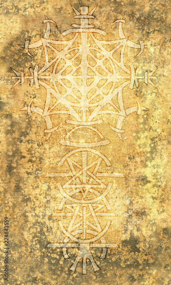 Back cover design of tarot card. Gothic pattern on old paper texture ...