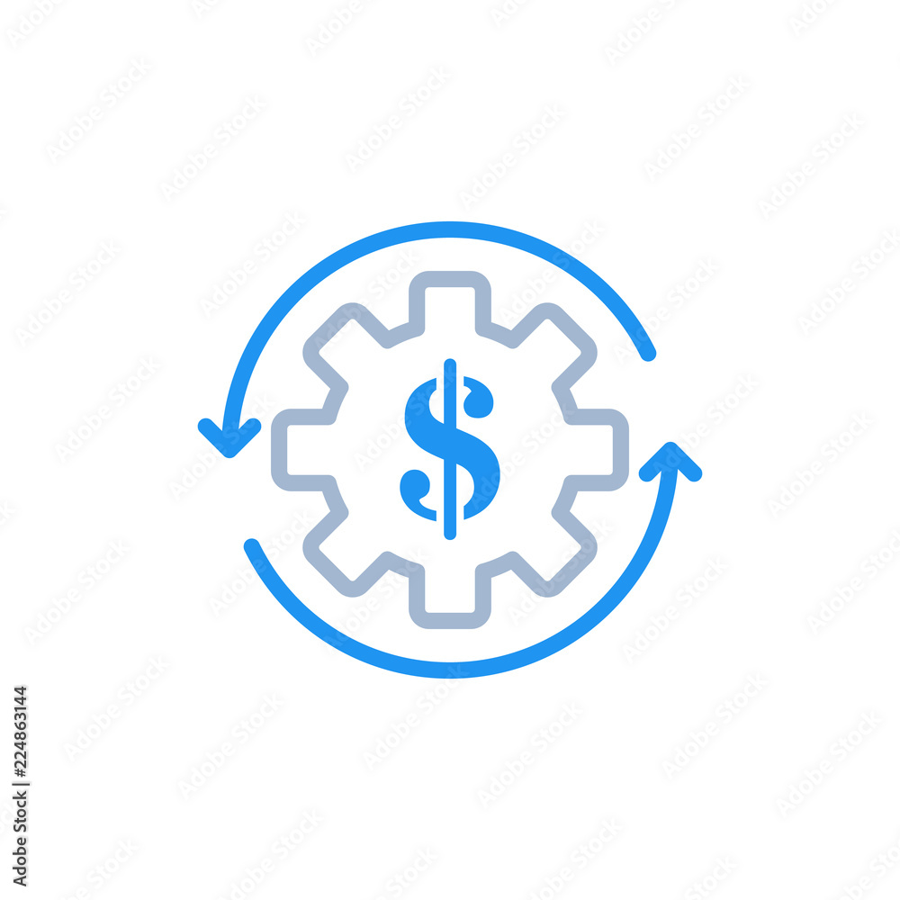 Costs optimization and production efficiency icon. Business efficiency ...