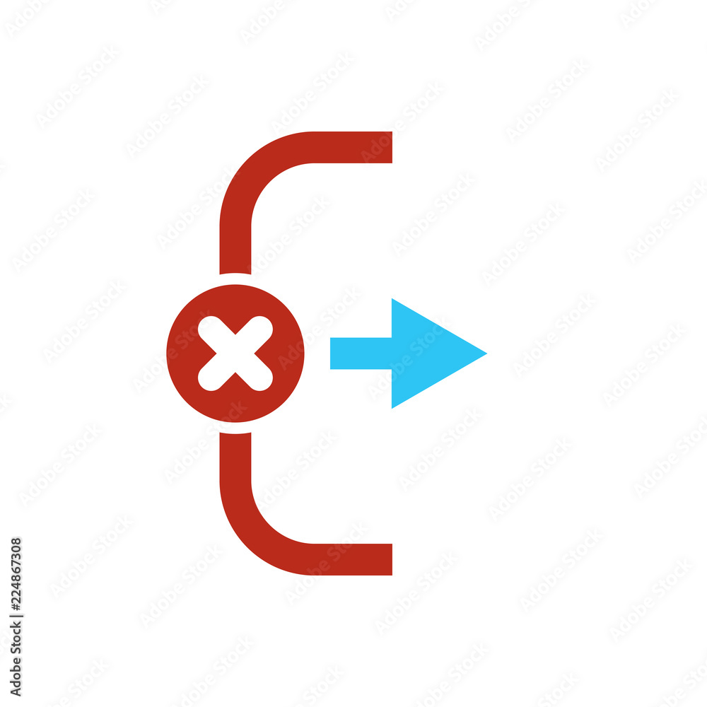 Exit icon, Logout and output icon with cancel sign. Exit icon and close ...