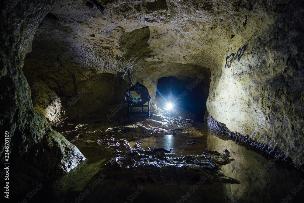 Dark dirty flooded abandoned mine Stock Photo | Adobe Stock