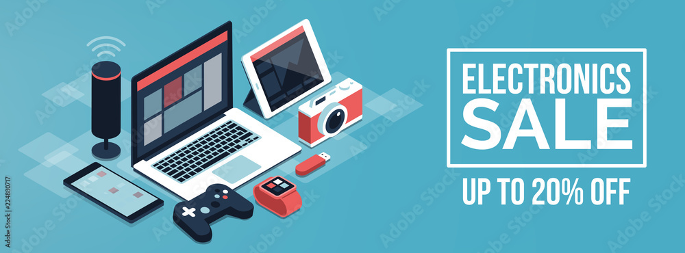 Electronics promotional shopping sale Stock Vector | Adobe Stock